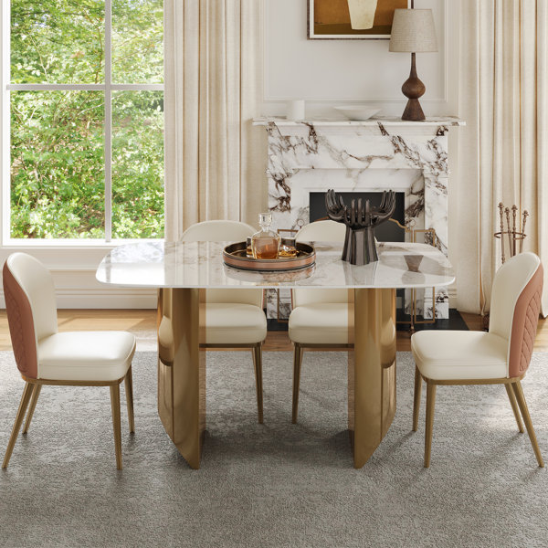 Mercer41 Modern Rectangular Sintered Stone Dining Table Set | Wayfair